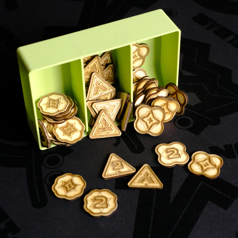 "SOLARPUNK RANGER" Status Token Set aus 100% FSC Holz - made by UNSPIELBAR