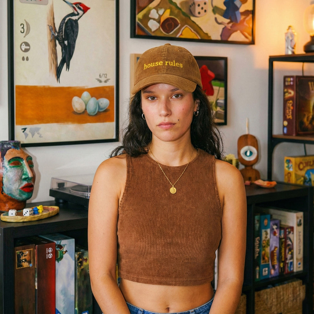"HOUSE RULES" Cord Cap - Boardgame Merch & Apparel made by UNSPIELBAR
